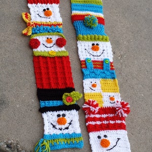 Snappy Sampler Snowman Scarf Crochet Pattern - Etsy