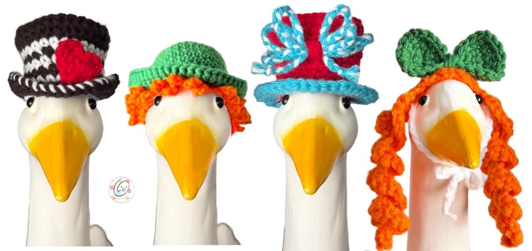 Small-17” Goose Party Hats and Hair Crochet Pattern Pack - Etsy
