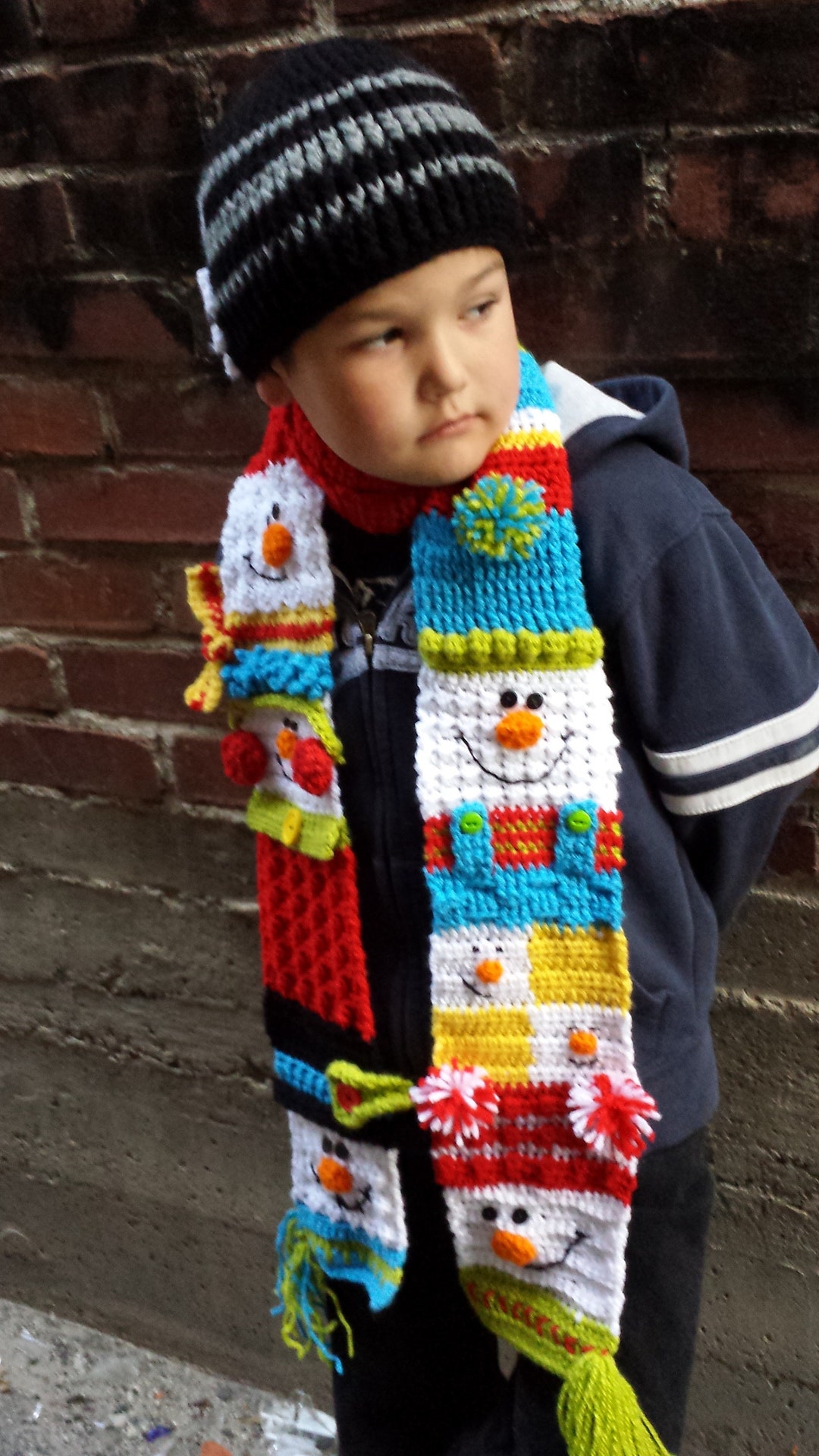 Snappy Sampler Snowman Scarf Crochet Pattern - Etsy