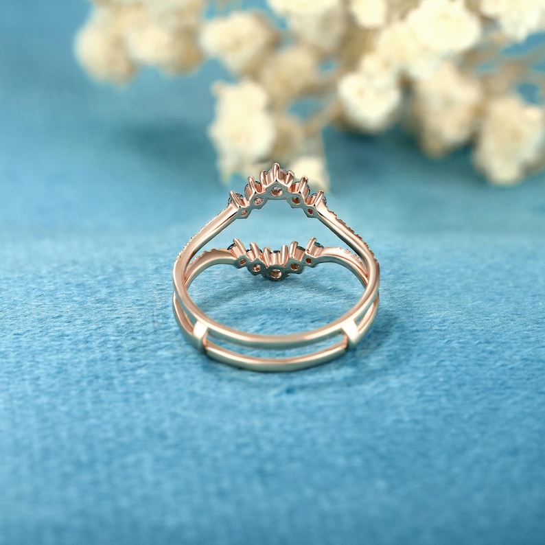 Solid Gold Alexandrite Enhancer Ring Curved Double Wedding Band ...