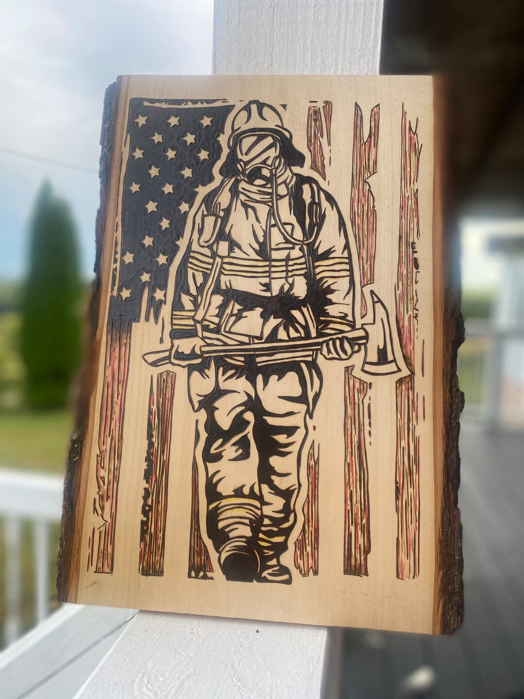 Wood Burned Fire Fighter! - Etsy