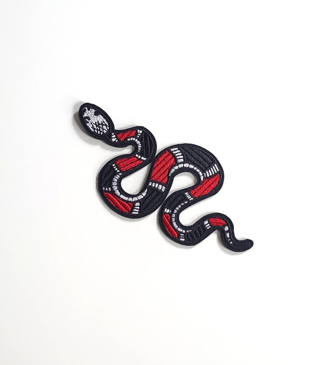 Red and Black Snake Embroidered Iron on Patch - Etsy