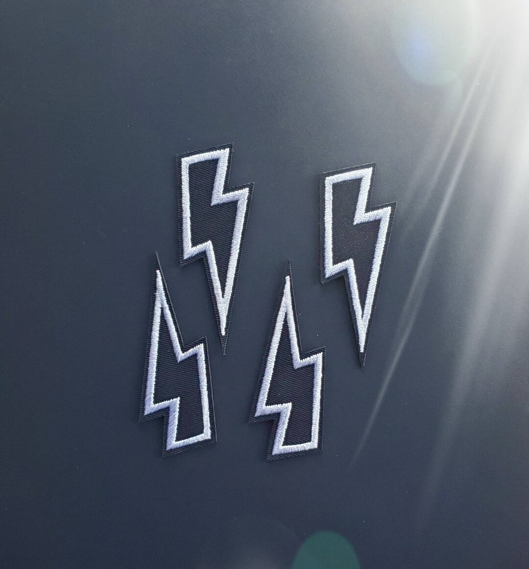 Set of 4 Lightning Bolts Black Embroidered Iron on Patches - Etsy