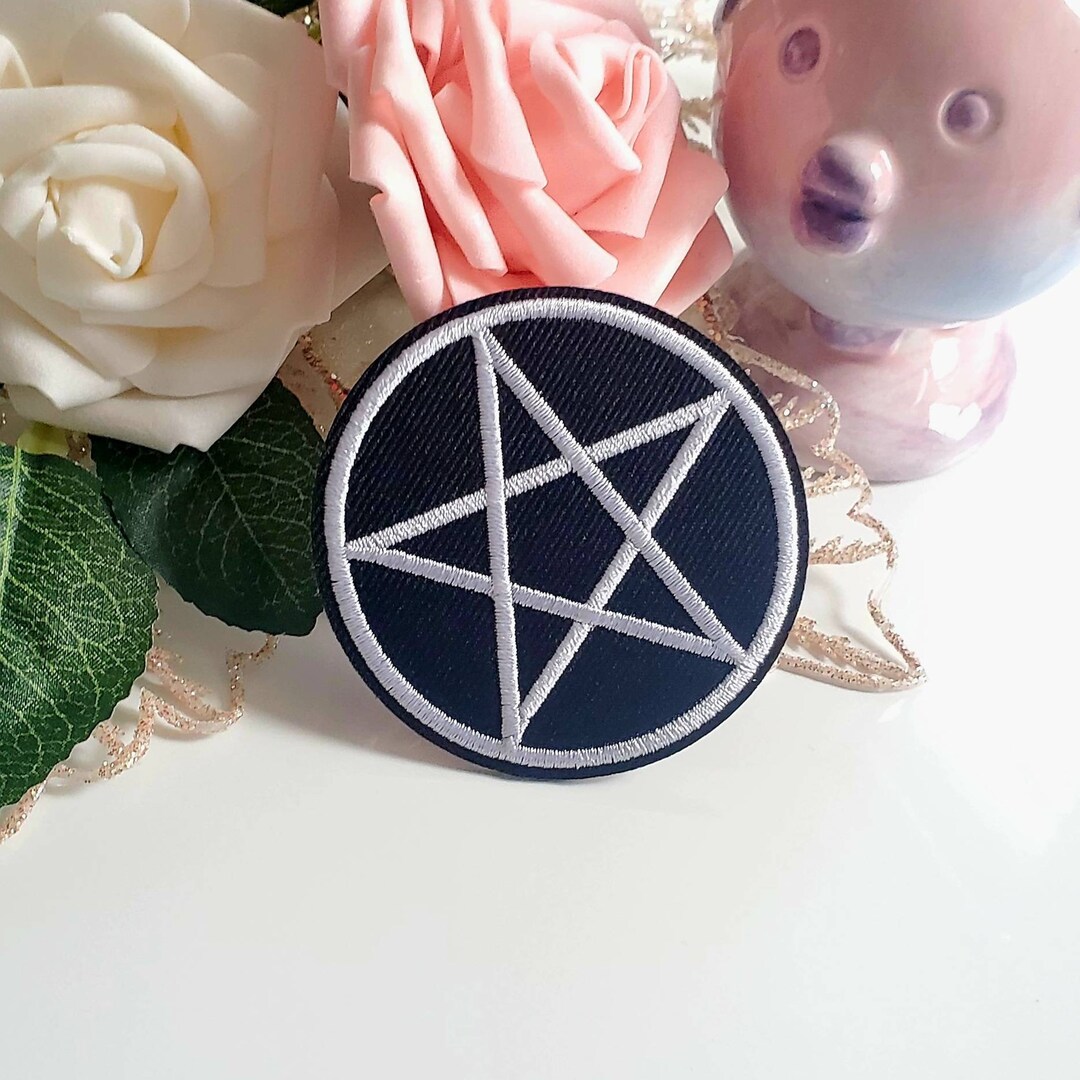 Black Pentagram Embroidered Iron on Patch - Etsy