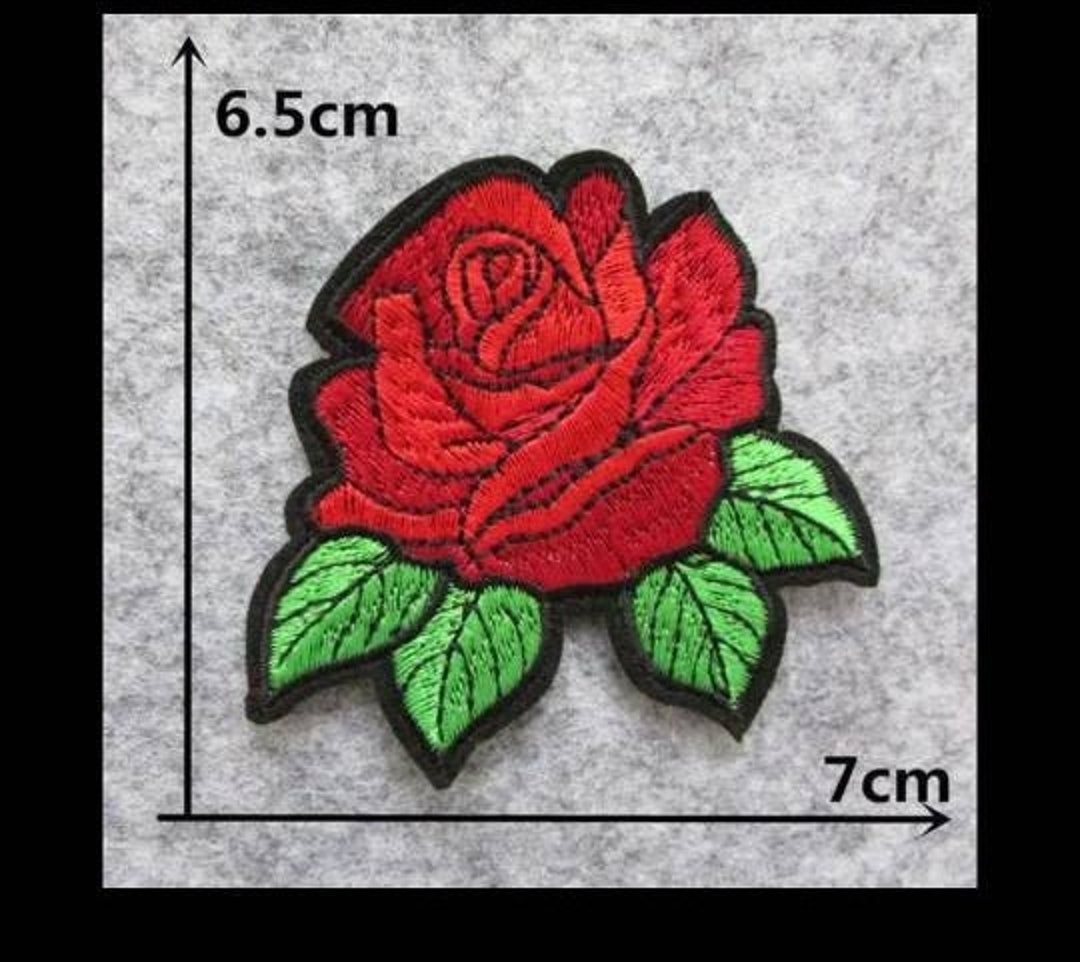 Beautiful Red Rose Embroidered Iron on Patch - Etsy