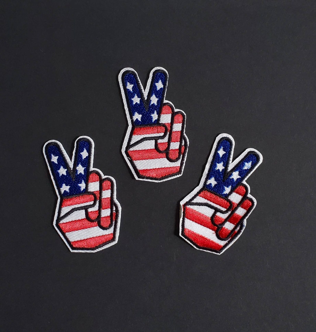 USA Flag Peace Hand Signs Embroidered Iron on Patches - 3pcs - Etsy