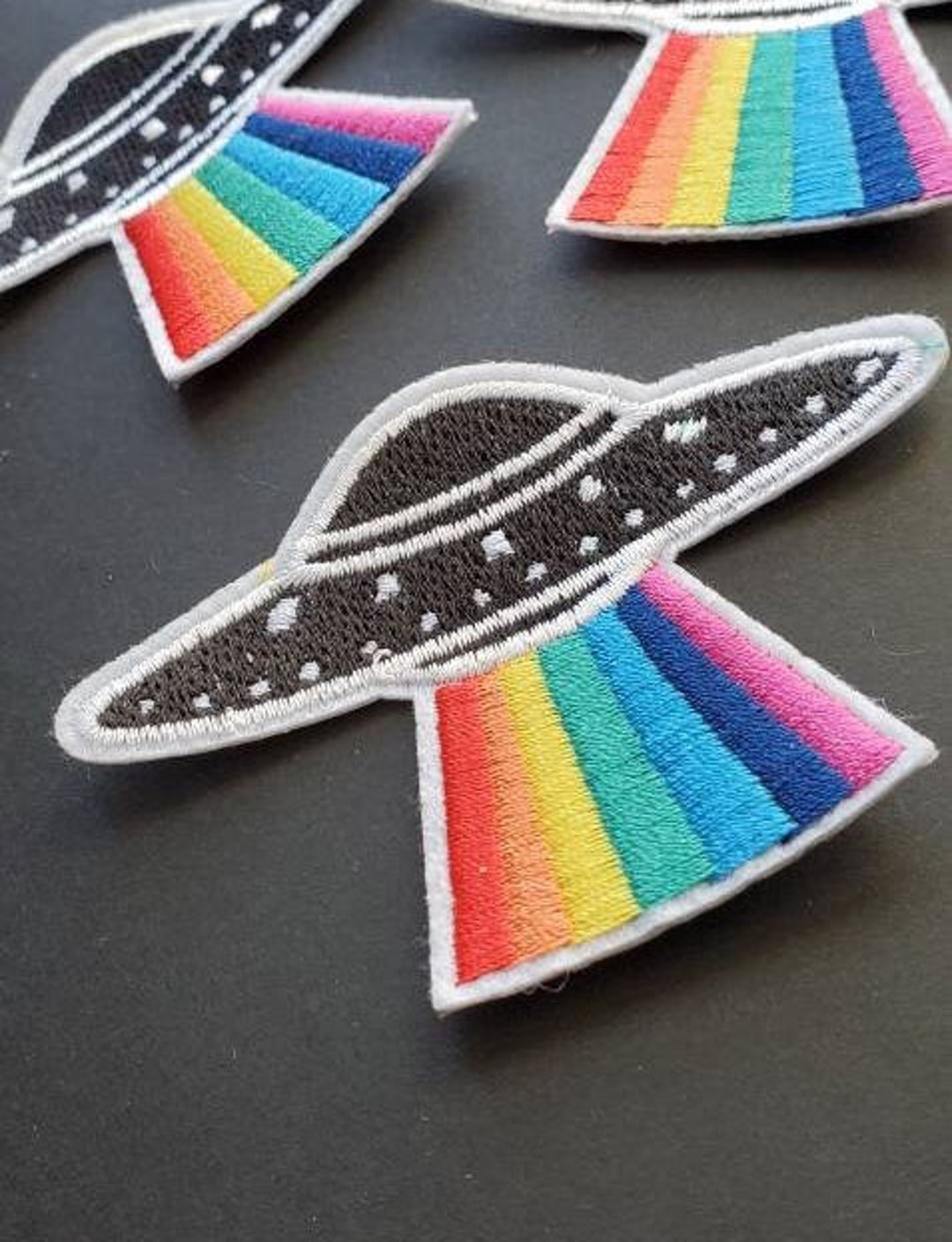 UFO Rainbow Alien Spaceship Embroidered Iron on Patch - Etsy