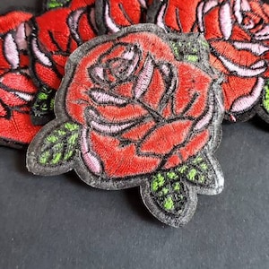 5pcs Two Tone Red Roses Embroidered Iron on Patches - Etsy