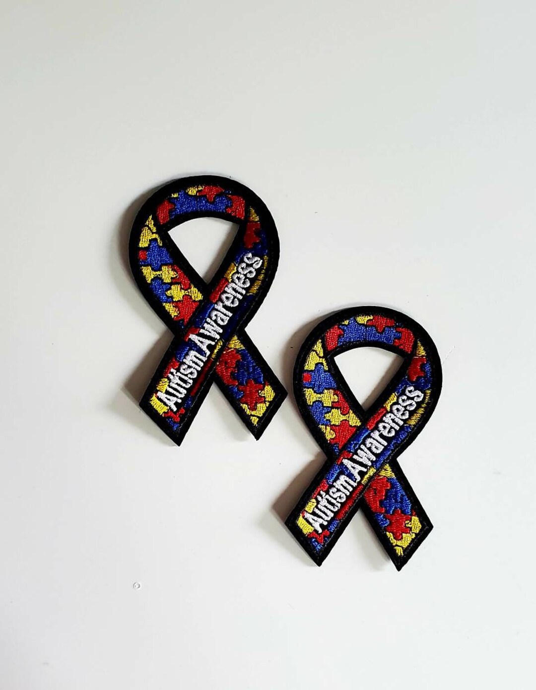 Set of 2 Autism Awareness Puzzle Ribbons Embroidered Iron on Patches - Etsy