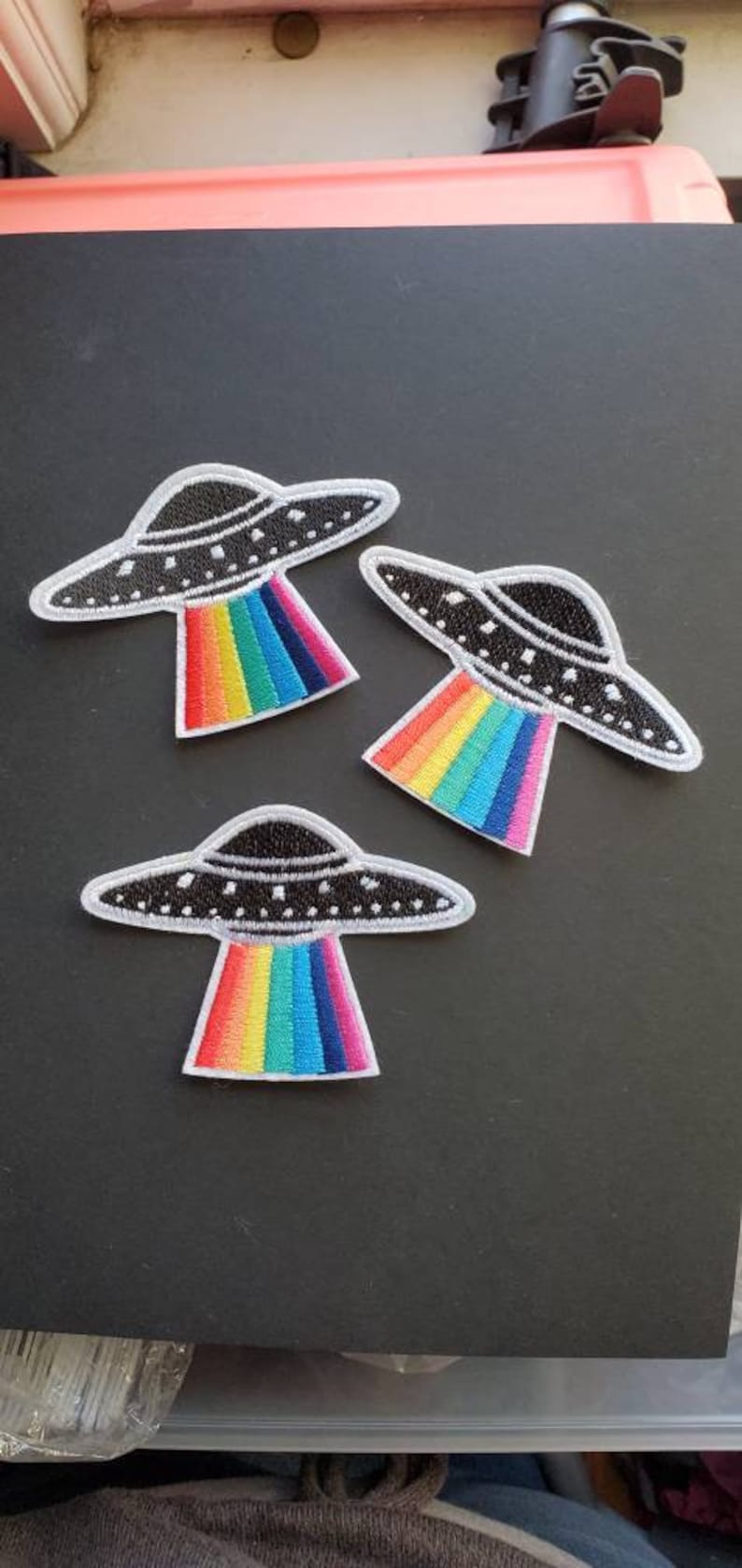 UFO Rainbow Alien Spaceship Embroidered Iron on Patches 3pcs | Etsy