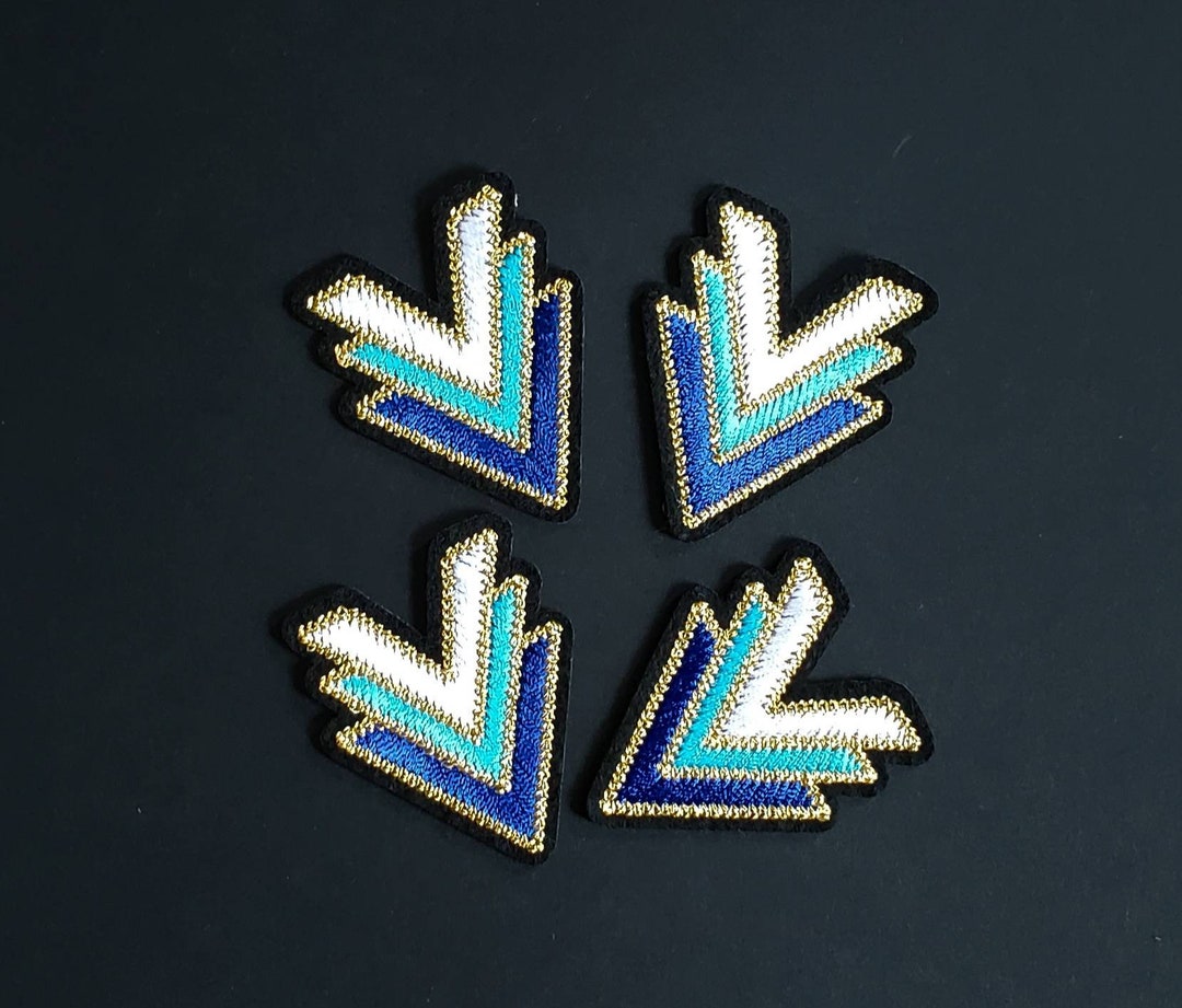 4pcs Chevron Blue Gold Embroidered Iron on Patches - Etsy