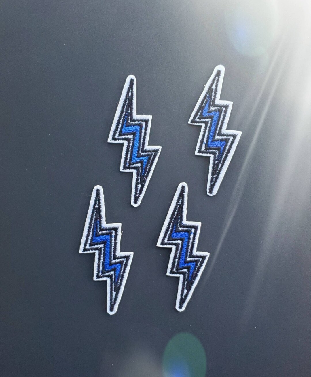 Set of 4 Blue and White Lightning Bolts Embroidered Iron on Patches - Etsy