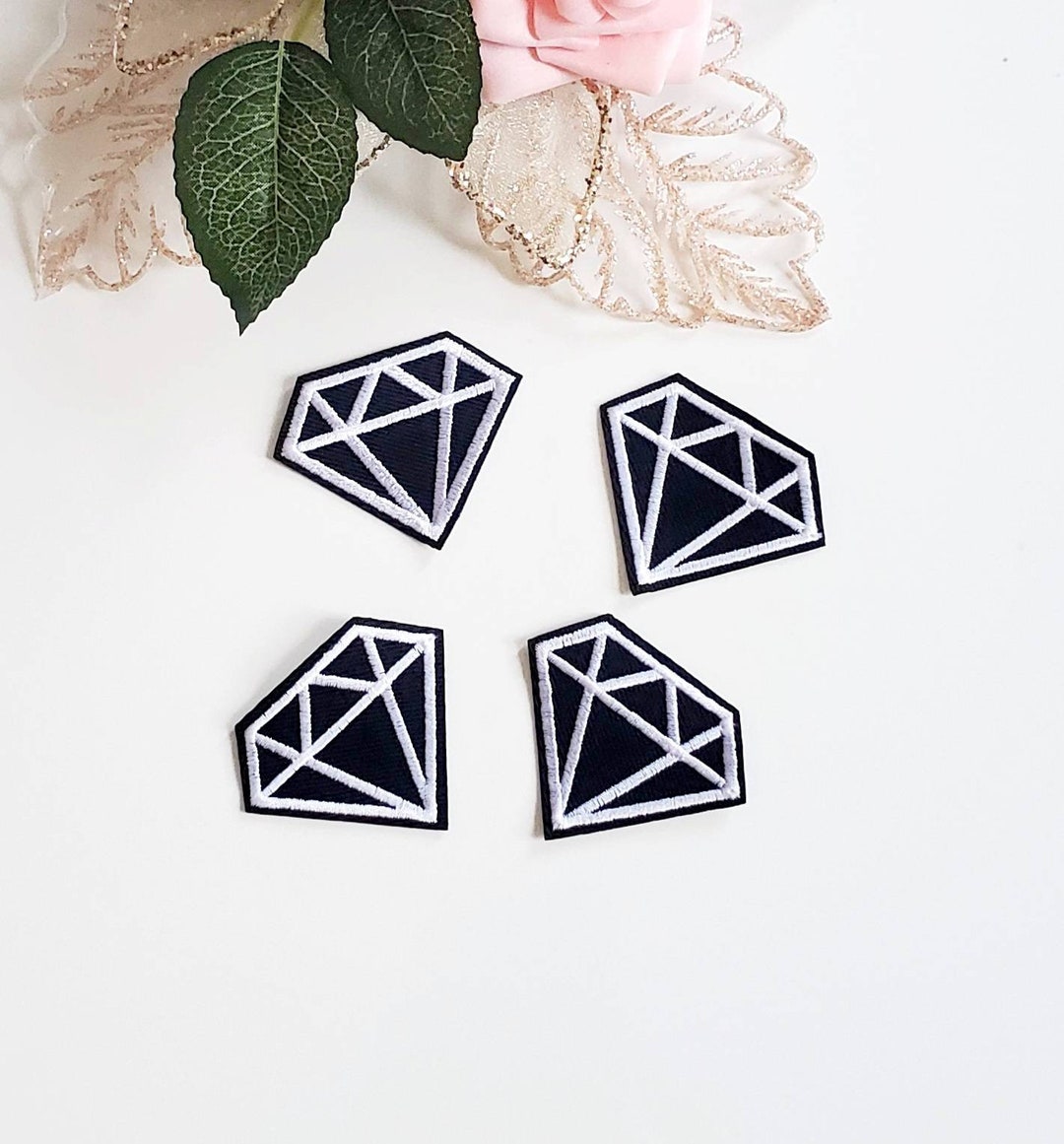 Set of 4 Black Diamonds Embroidered Iron on Patches - Etsy
