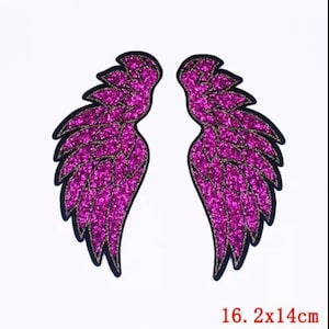 Hot Pink and Gold Sequin Wings Embroidered Iron on Patches 2pcs - Etsy