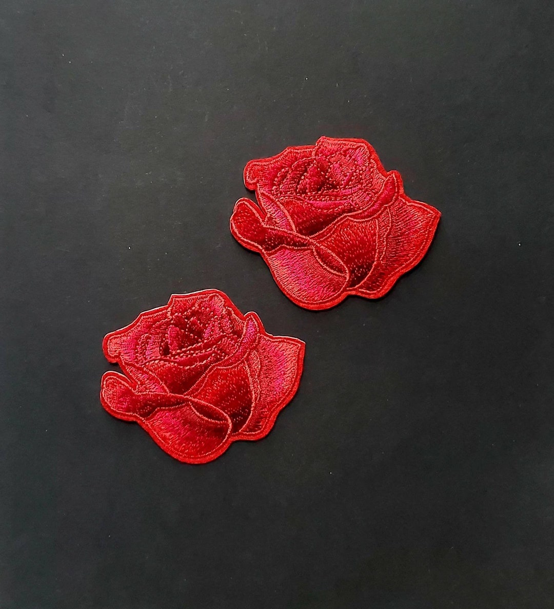 Beautiful Red Roses Embroidered Iron on Patches - 2pcs - Etsy