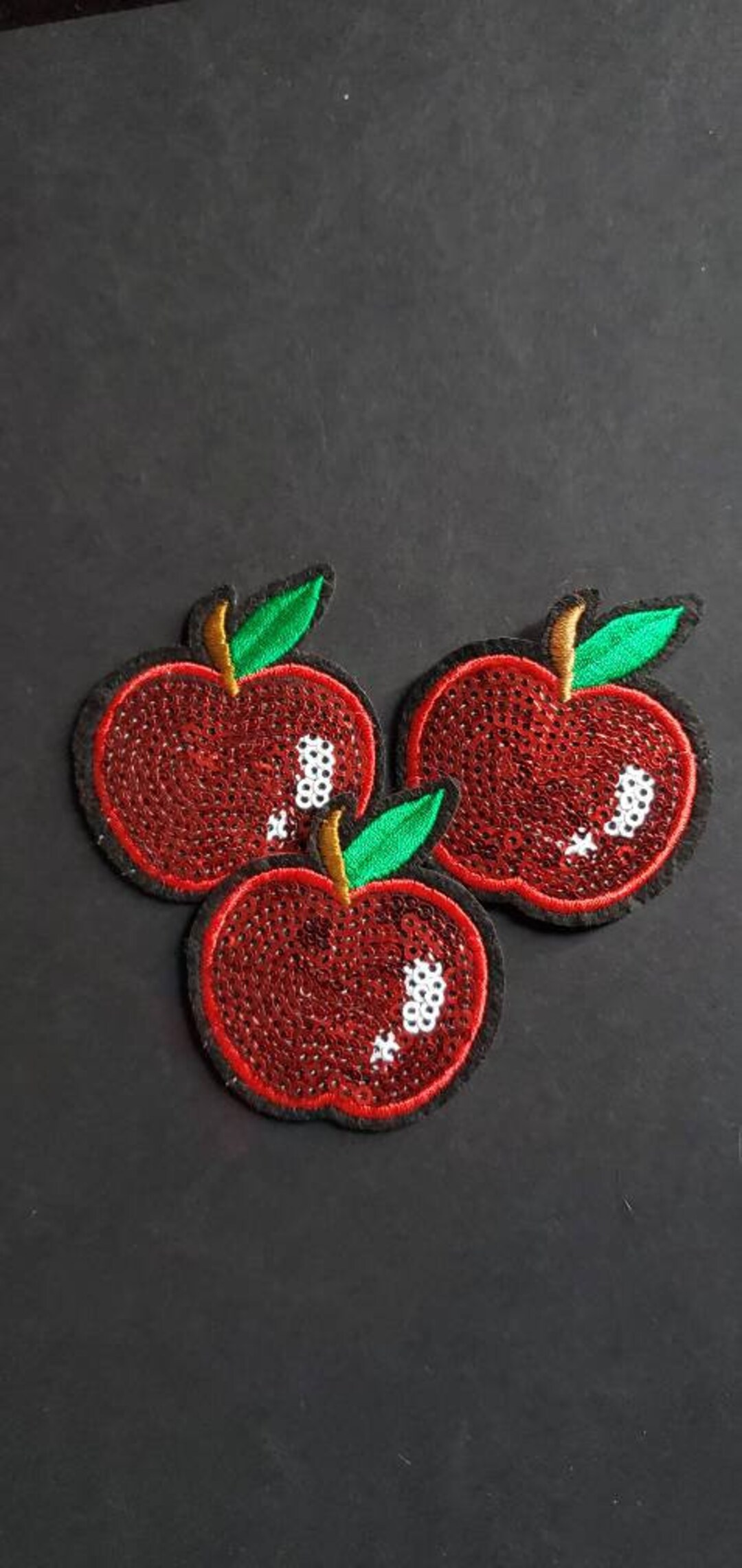 Red Apples Sequin Embroidered Iron on Patches - 3pcs - Etsy