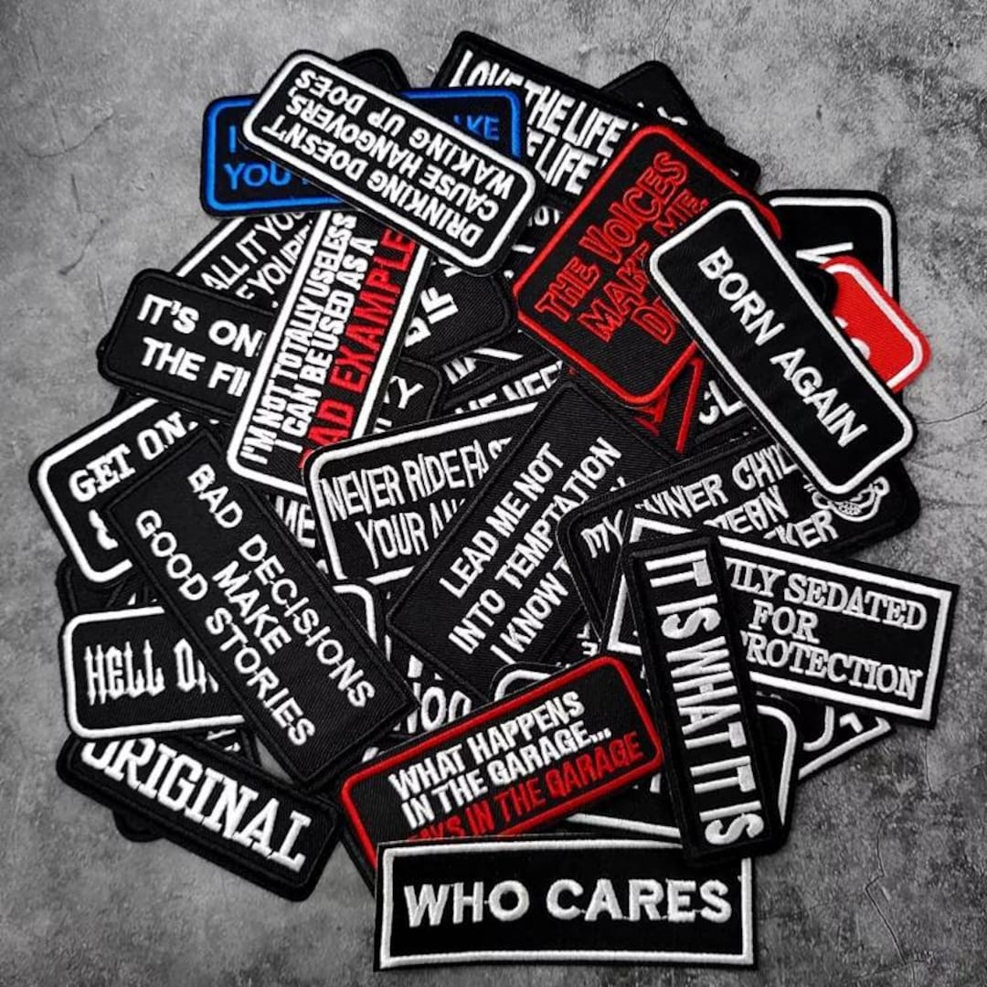 Funny Humor Quotes Punk Emo Embroidered Iron on Patches Bundle - 15pcs ...