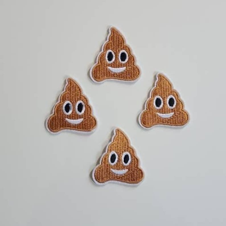 Set of 4 Smiling Poop Emoji Embroidered Iron on Patches - Etsy
