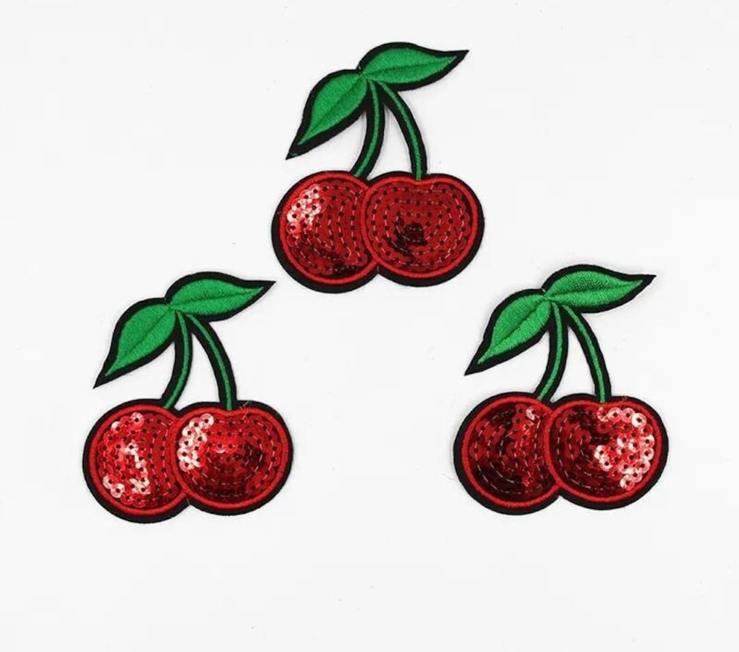 3pcs Red Cherries Sequin Embroidered Iron on Patches - Etsy