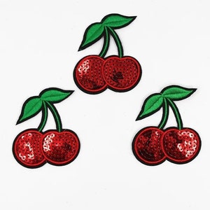 3pcs Red Cherries Sequin Embroidered Iron on Patches - Etsy