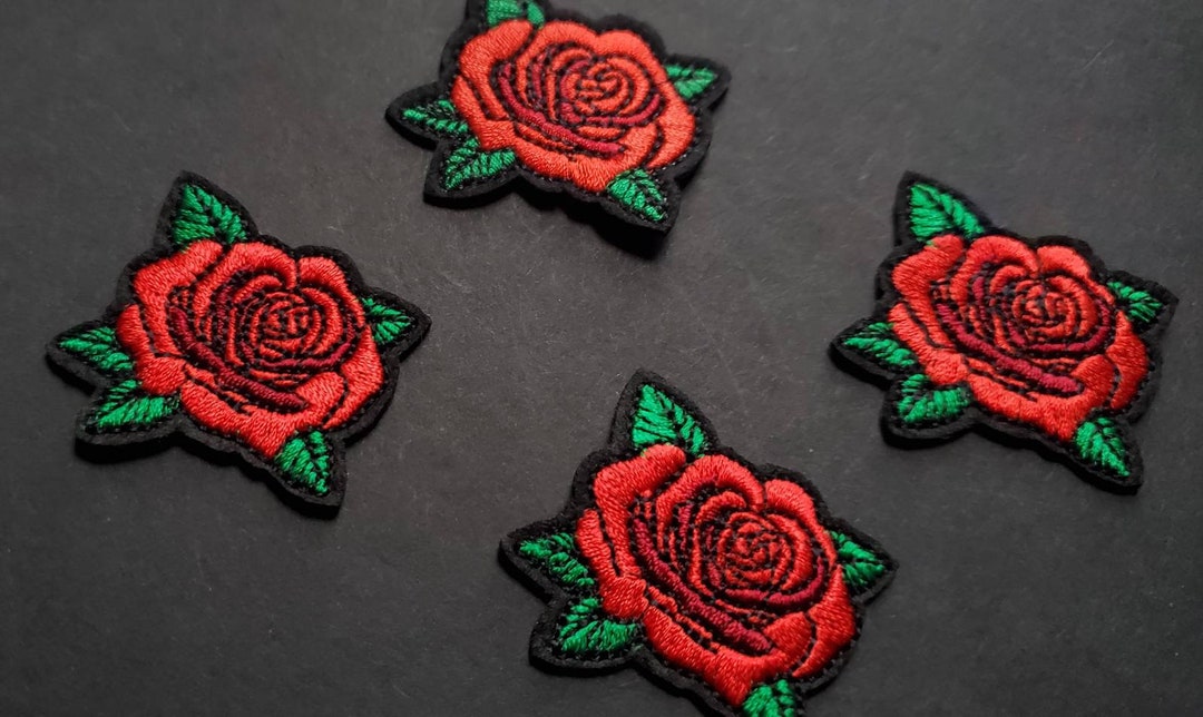 Tiny Red Roses Embroidered Iron on Patches - 4pcs - Etsy