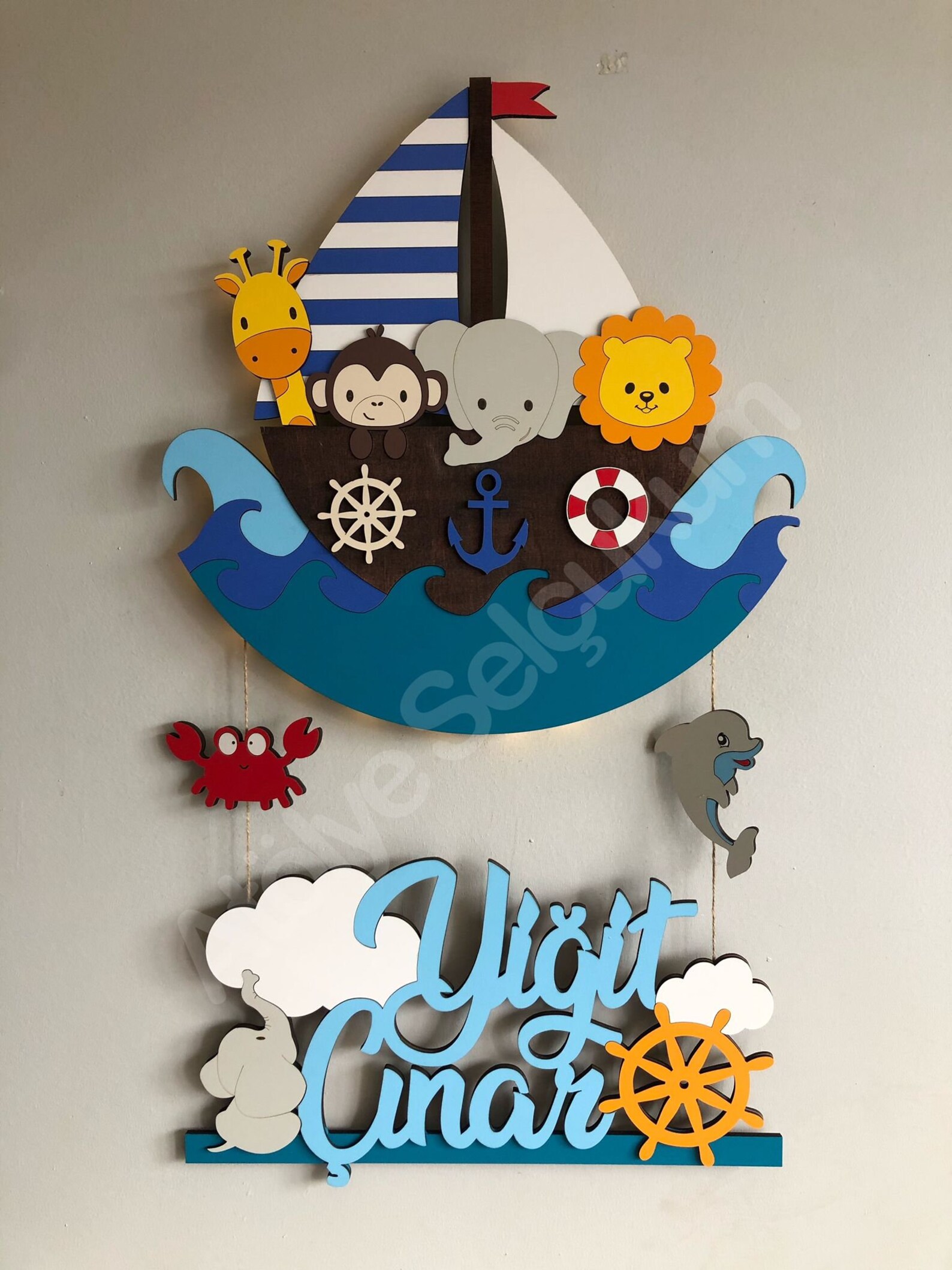 PERSONAL BABY DOOR Sign/ Sailer and Safari Animals Themed Baby - Etsy