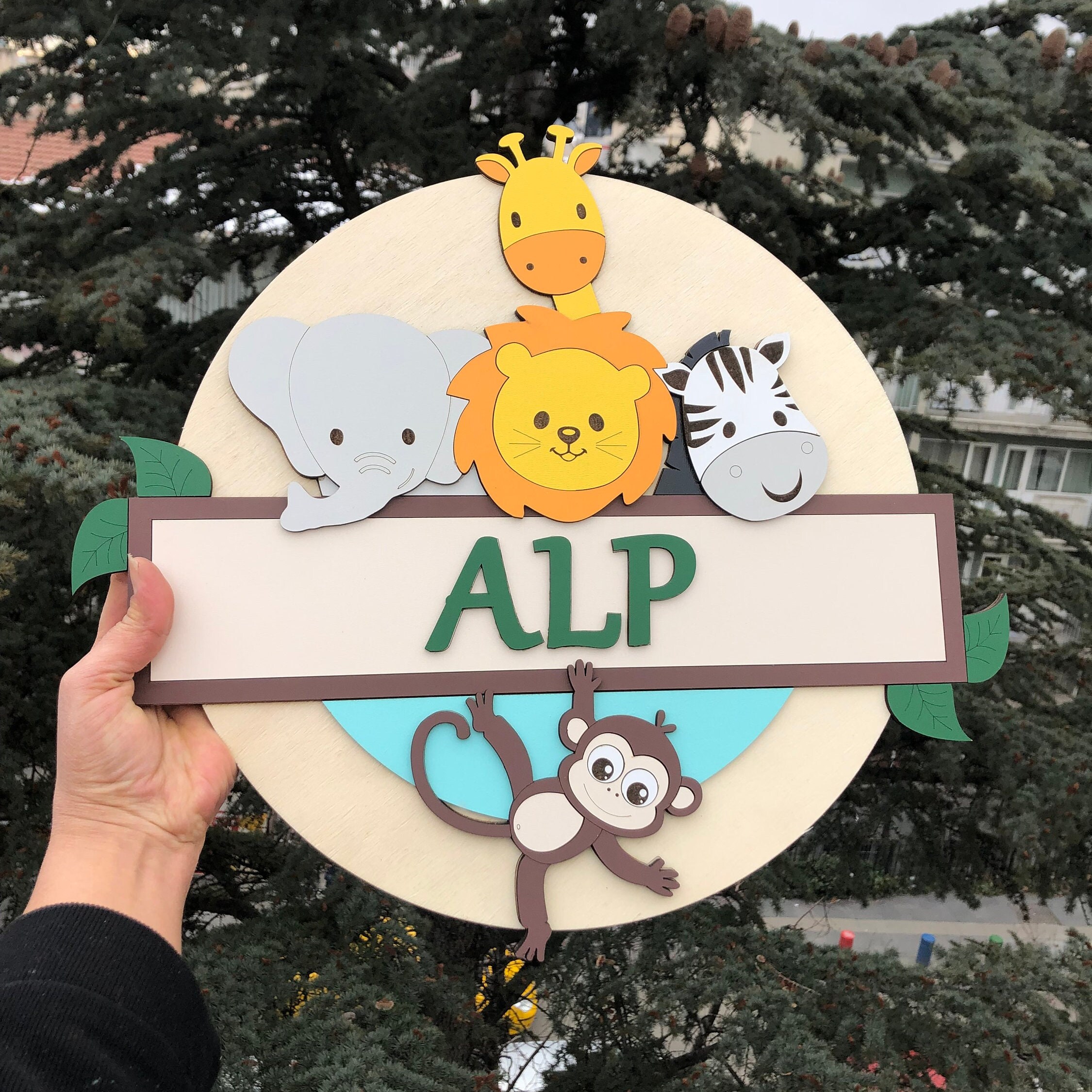 PERSONAL BABY DOOR Sign Safari Animals Lighted-up Decorative - Etsy