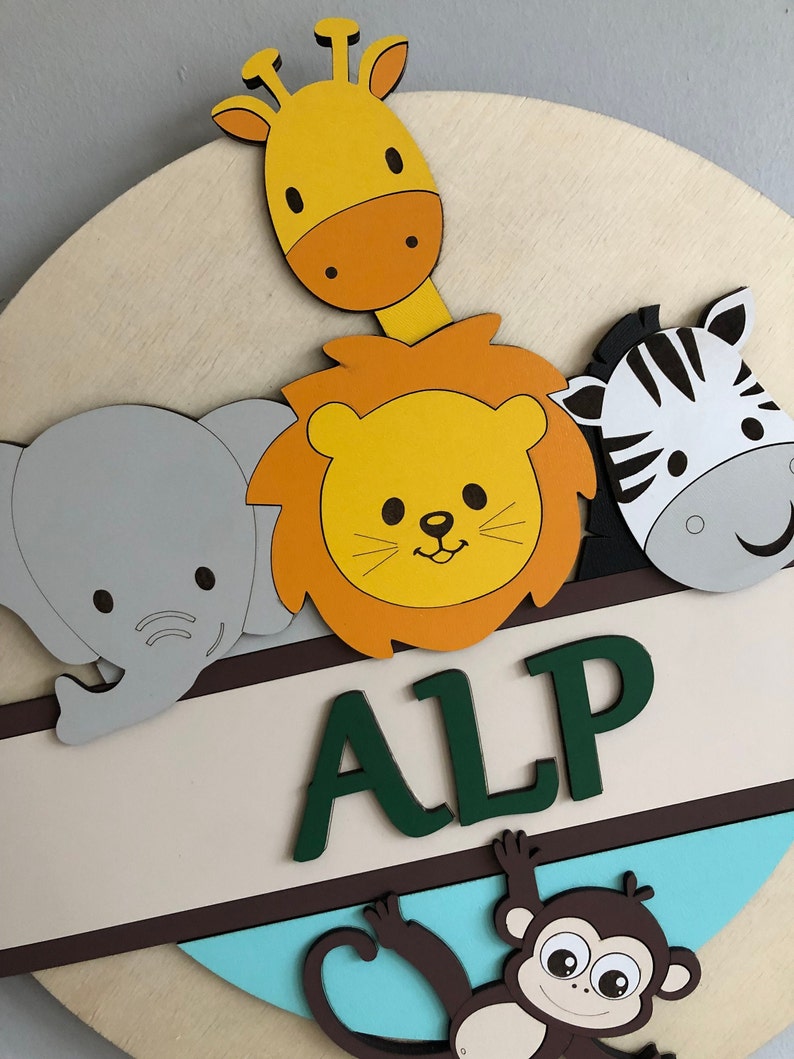 PERSONAL BABY DOOR Sign Safari Animals Lighted-up Decorative - Etsy