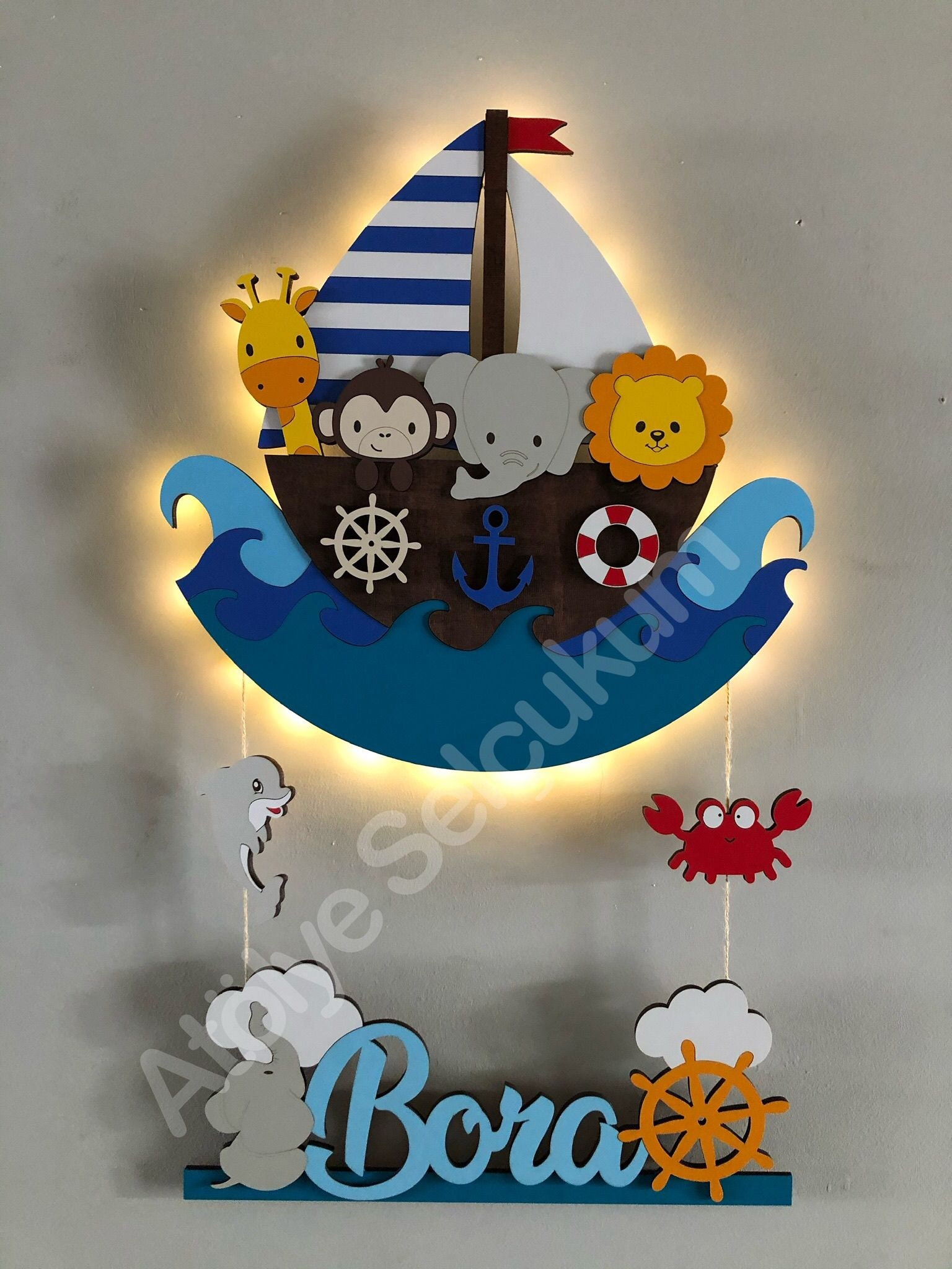 PERSONAL BABY DOOR Sign/ Sailer and Safari Animals Themed Baby Door ...