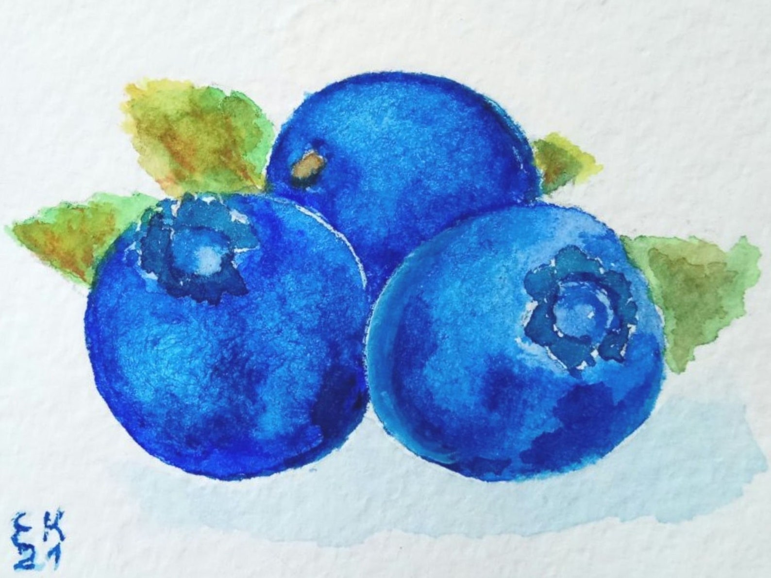 Blueberry Painting ACEO Original Art Fruits Watercolor Fruit | Etsy