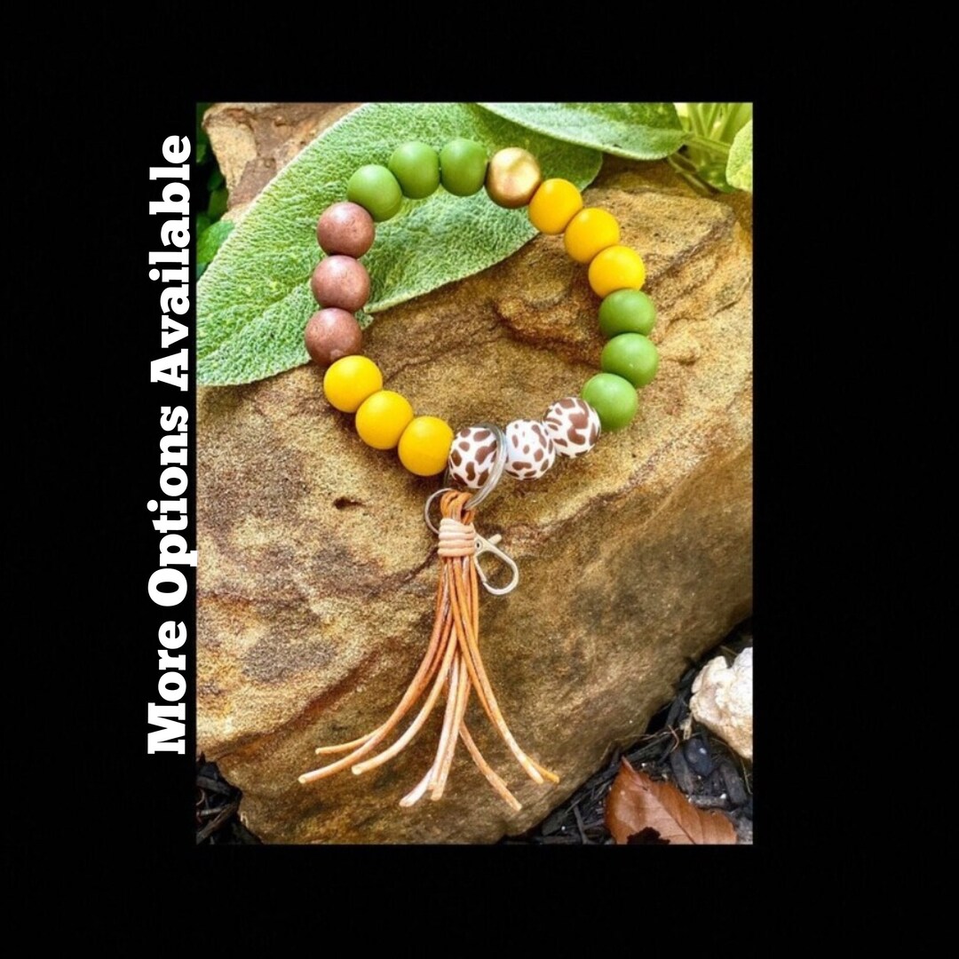 Keychain Wristlet, Knotted Leather, Fashion Keychain, Bohemian Beach ...