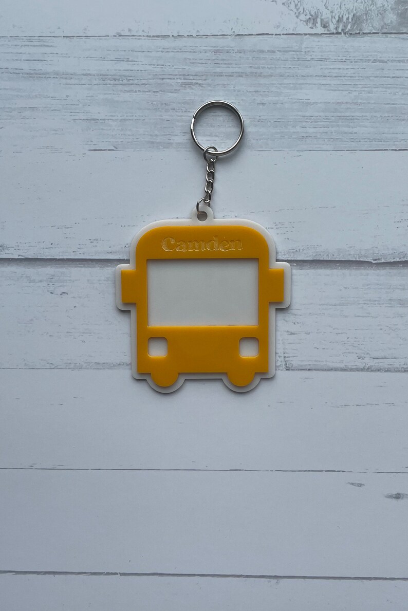 Personalized Engraved Bus Keychain Bus Backpack Tag Reusable - Etsy