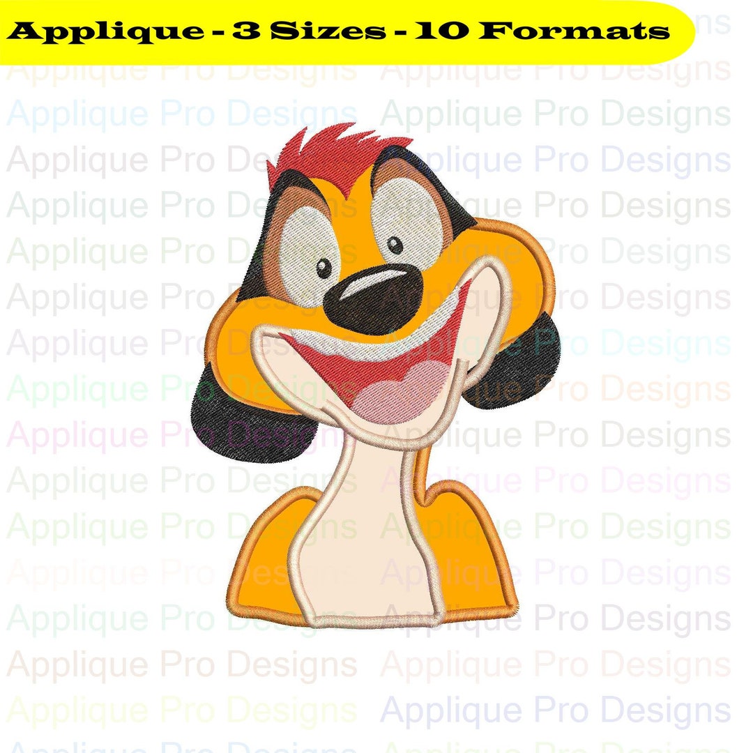 Timon Face Timon and Pumbaa Applique Design 3 Sizes - 10 Formats ...