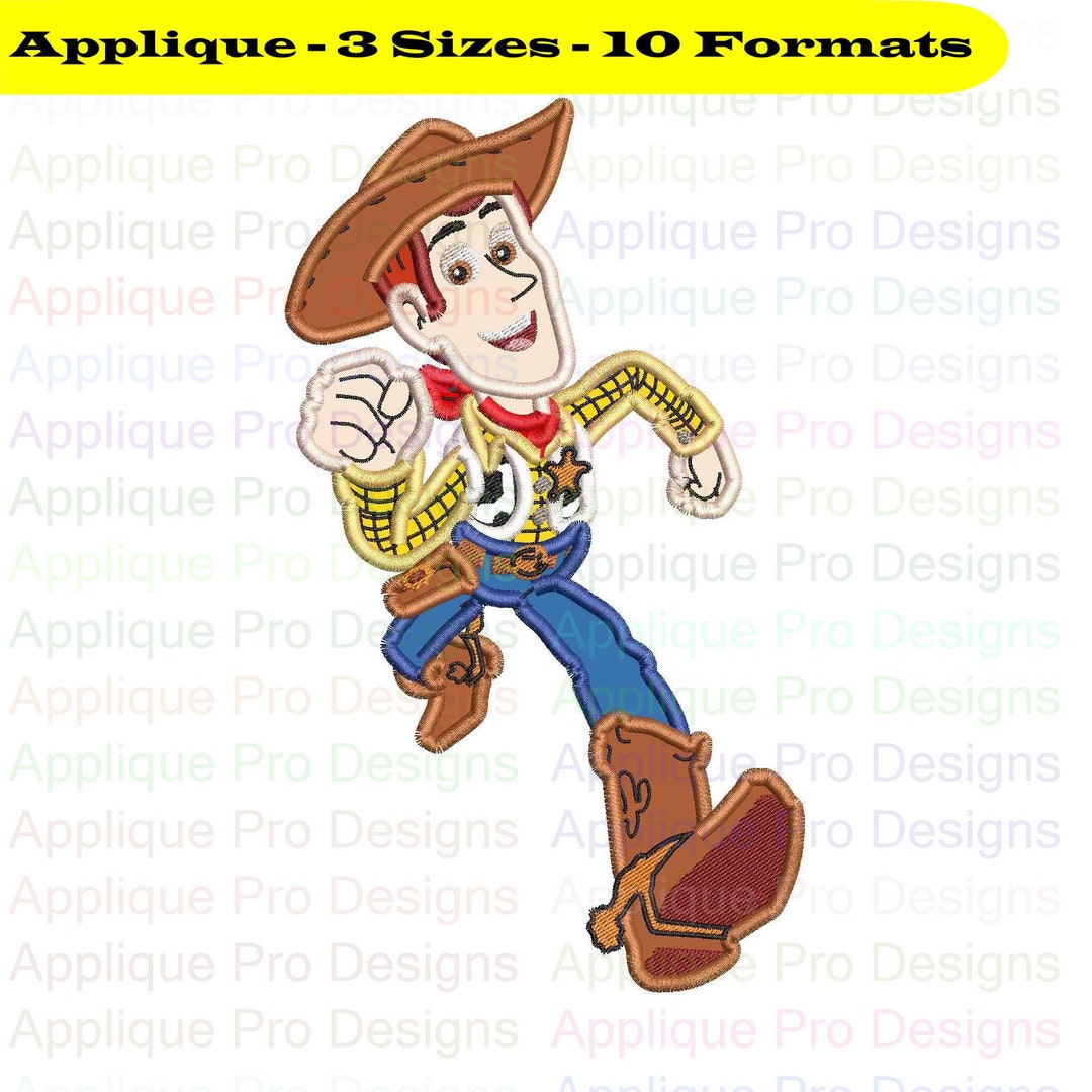 Woody Running Toy Story Applique Design 3 Sizes - 10 Formats - Instant ...