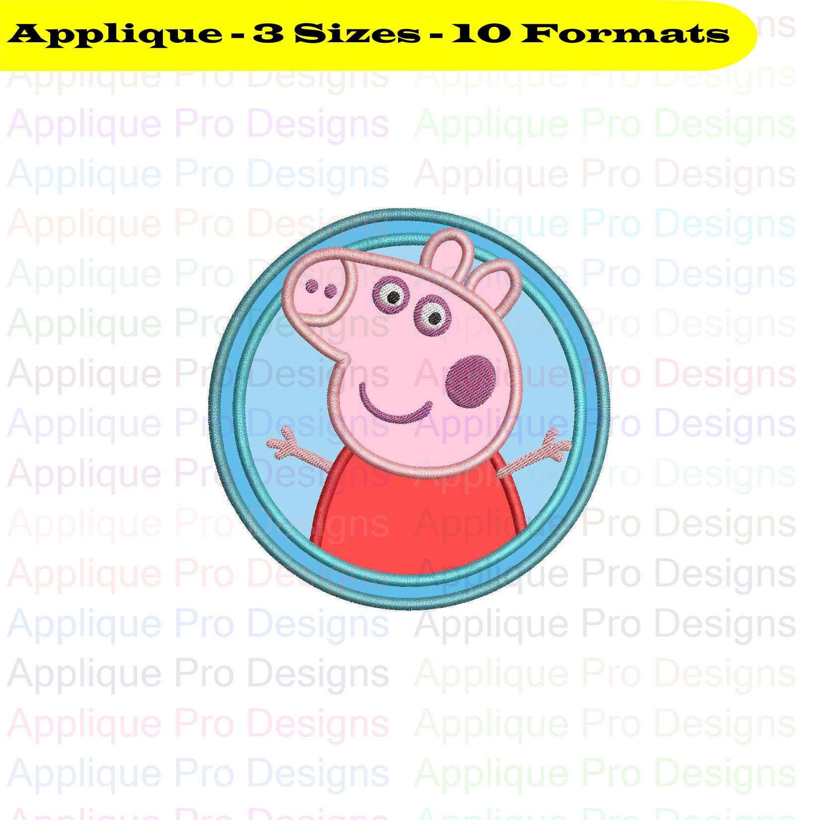 Pig in Circle Peppa Pig Applique Design 3 Sizes 10 Formats - Etsy UK