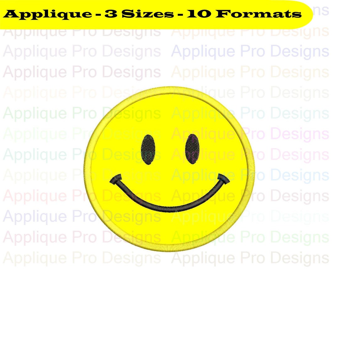 Emoji Smiley Applique Design 3 Sizes - 10 Formats - Instant Download - Etsy