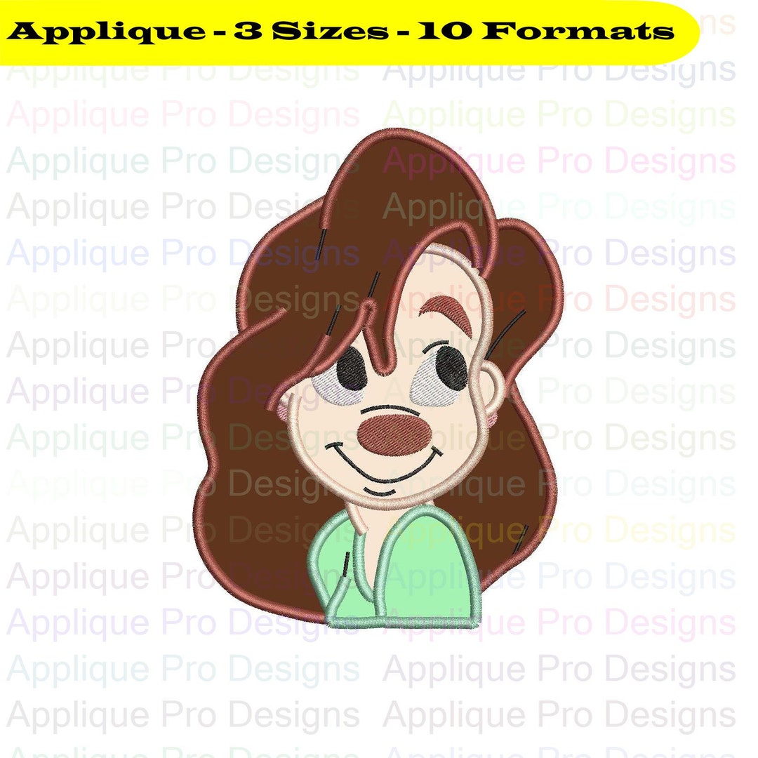 Roxanne Face Goof Troop Applique Design 3 Sizes - 10 Formats - Instant ...