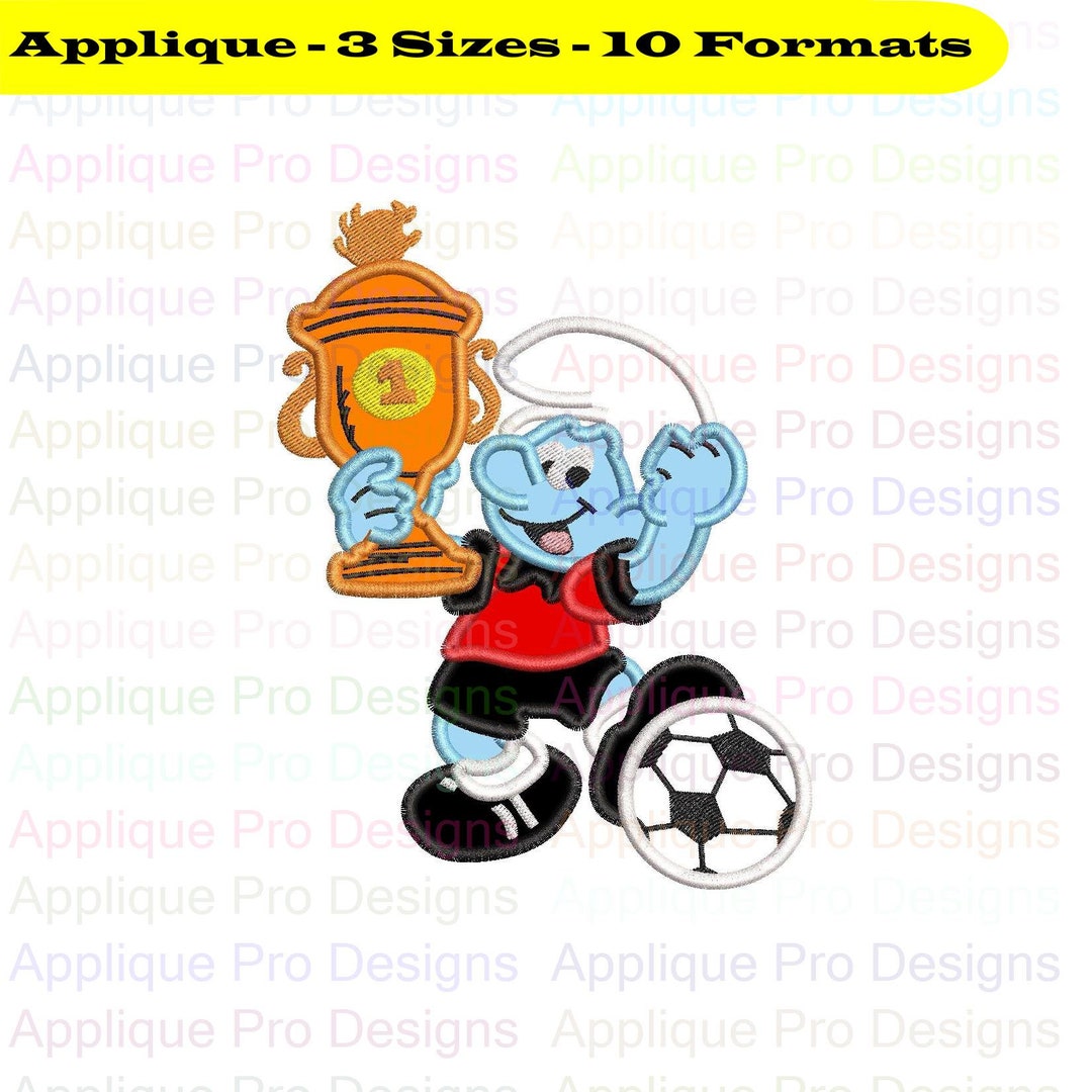 Sporty the Smurf Applique Design 3 Sizes - 10 Formats - Instant ...