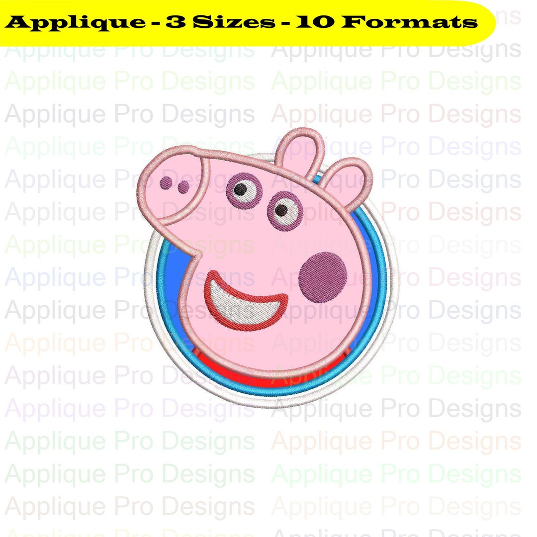 Smiley Pig in Circle Peppa Pig Applique Design 3 Sizes - 10 Formats ...