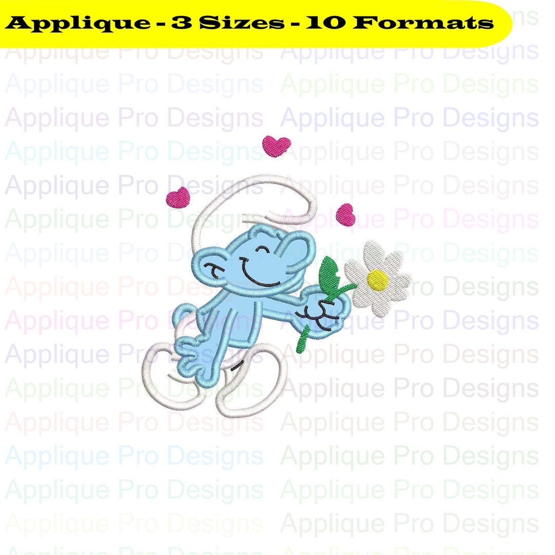 Dreamy Smurf the Smurfs Applique Design 3 Sizes - 10 Formats - Instant ...