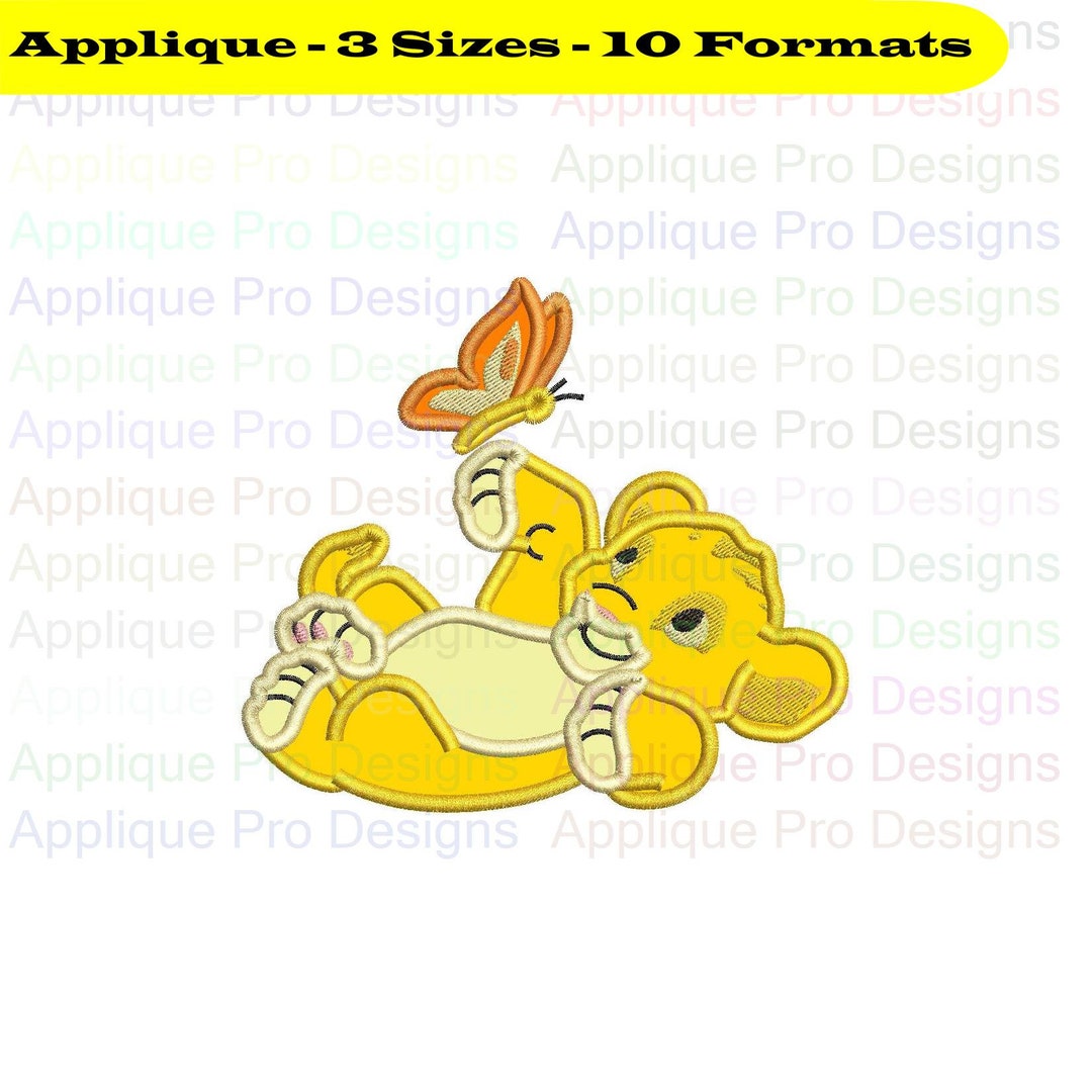 Baby Simba and Butterfly the Lion King Applique Design 3 Sizes - 10 ...