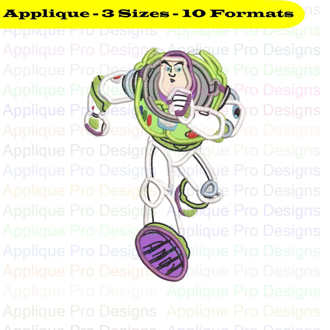 Buzz Lightyear Running Toy Story Applique Design 3 Sizes - 10 Formats ...
