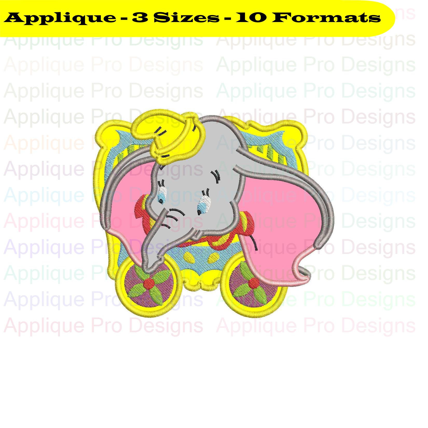 Dumbo at the Circus Applique Design 3 Sizes 10 Formats - Etsy