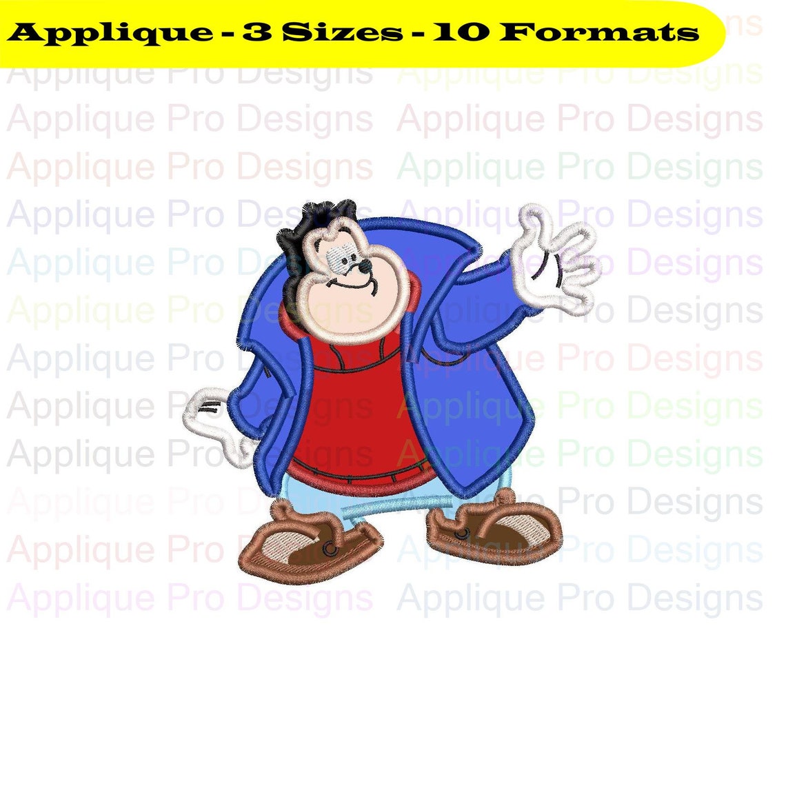 PJ Goof Troop 2 Applique Design 3 Sizes 10 Formats Instant - Etsy