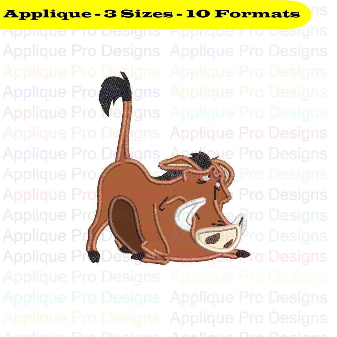 Pumbaa Sad Timon and Pumbaa Applique Design 3 Sizes - 10 Formats ...