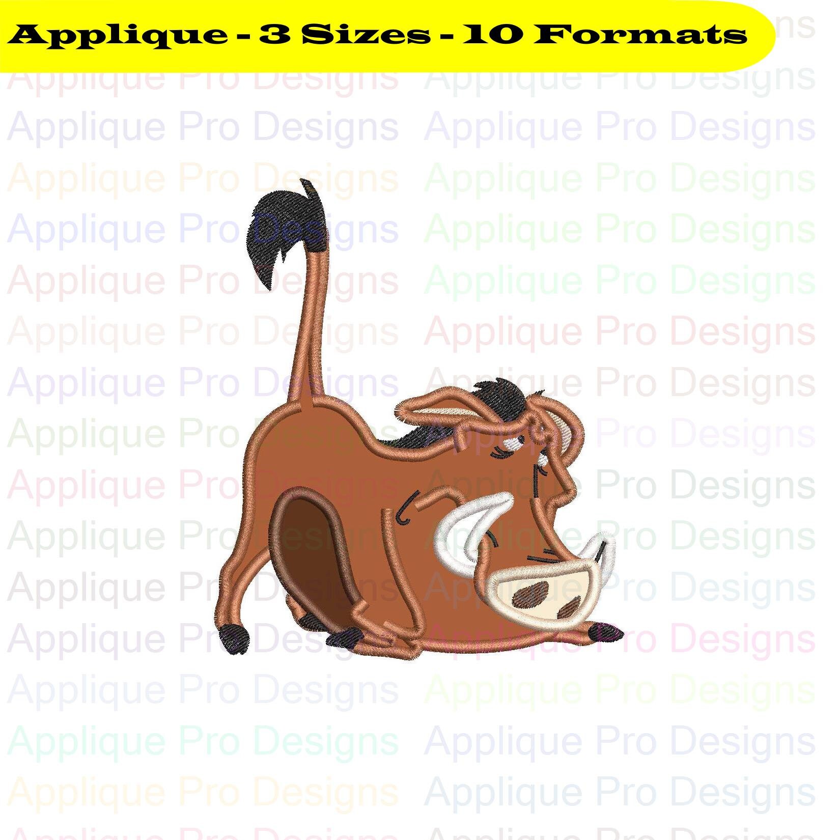 Pumbaa Sad Timon and Pumbaa Applique Design 3 Sizes 10 Formats Instant ...