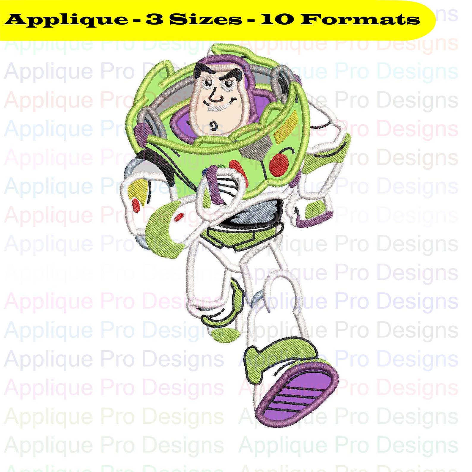 Buzz Lightyear Running 2 Toy Story Applique Design 3 Sizes 10 Formats ...