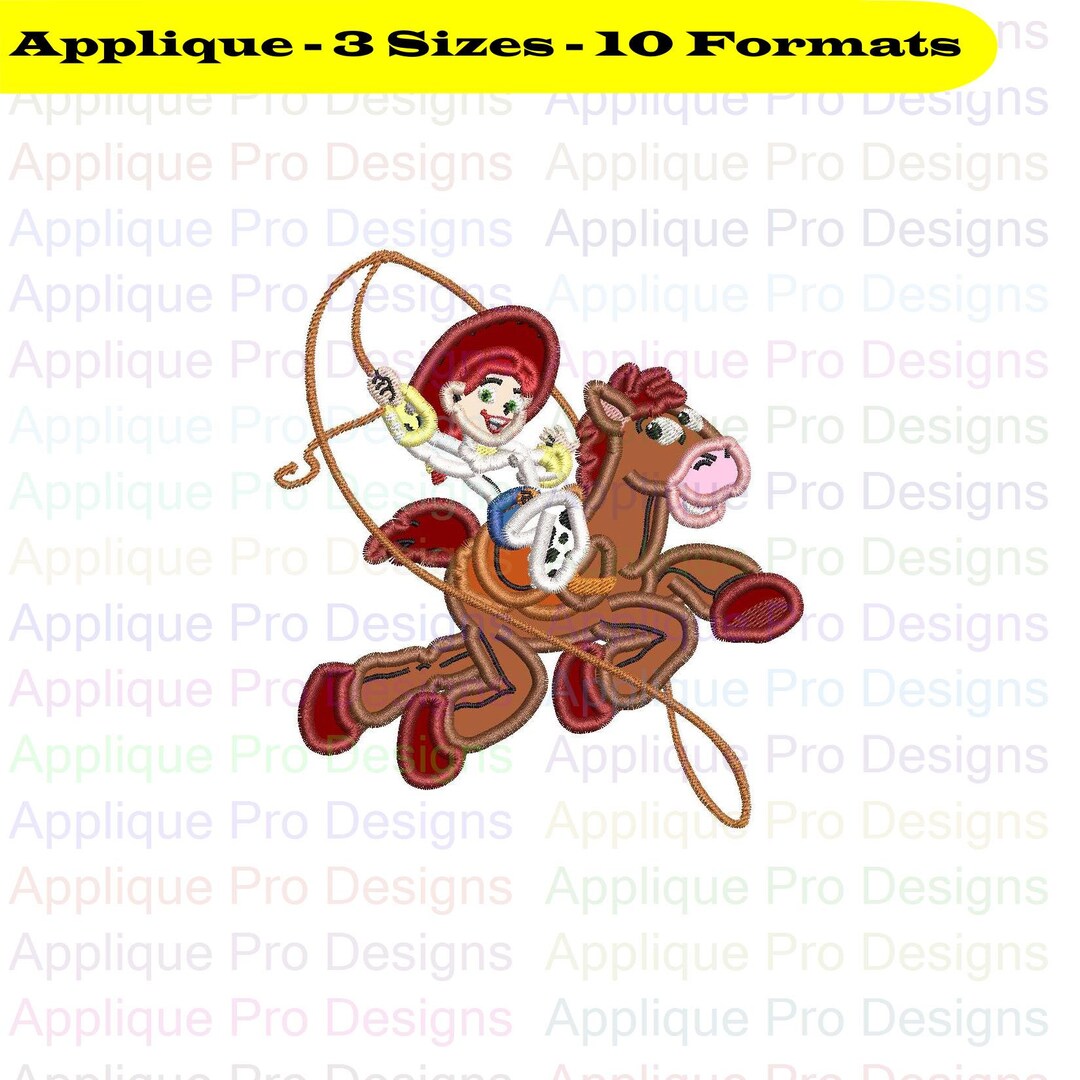 Jessie Riding Bullseye Toy Story Applique Design 3 Sizes - 10 Formats ...