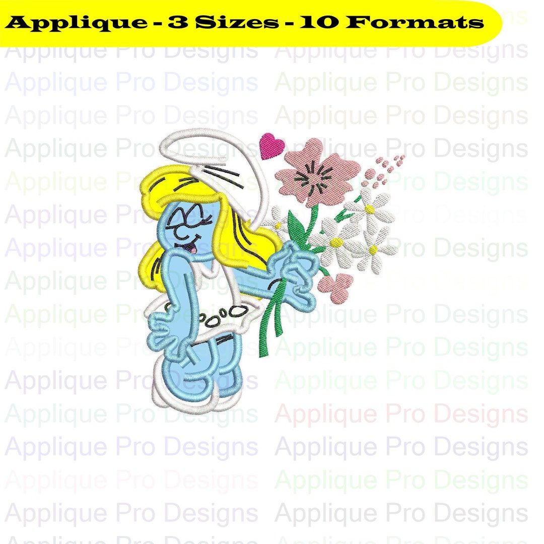 Smurfette the Smurfs Applique Design 3 Sizes - 10 Formats - Instant ...