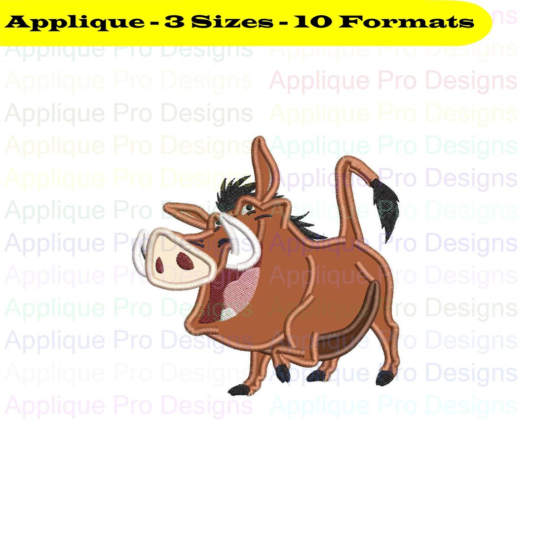 Pumbaa Very Happy Timon and Pumbaa Applique Design 3 Sizes 10 Formats ...